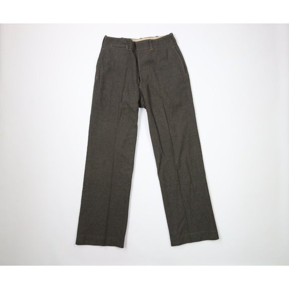 Vintage | Pants | Vintage 4s Wwii Mens 29x3 Button Fly Wool Wide Leg Pants Trousers Green Usa ...